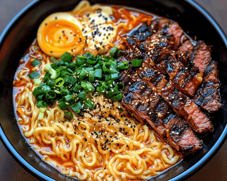 Spicy Korean Ramen with Grilled Beef & Creamy Sauce – Fiery, Savory ...