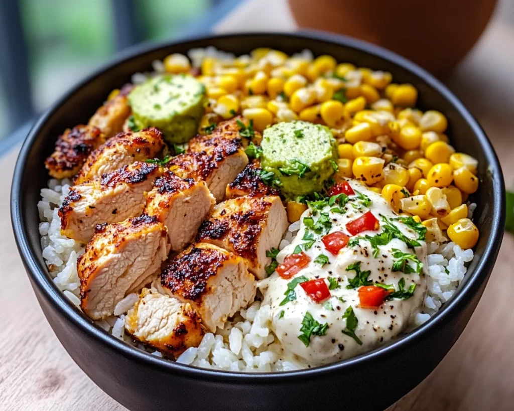 High Protein Street Corn Chicken Rice Bowls – Welcome Home