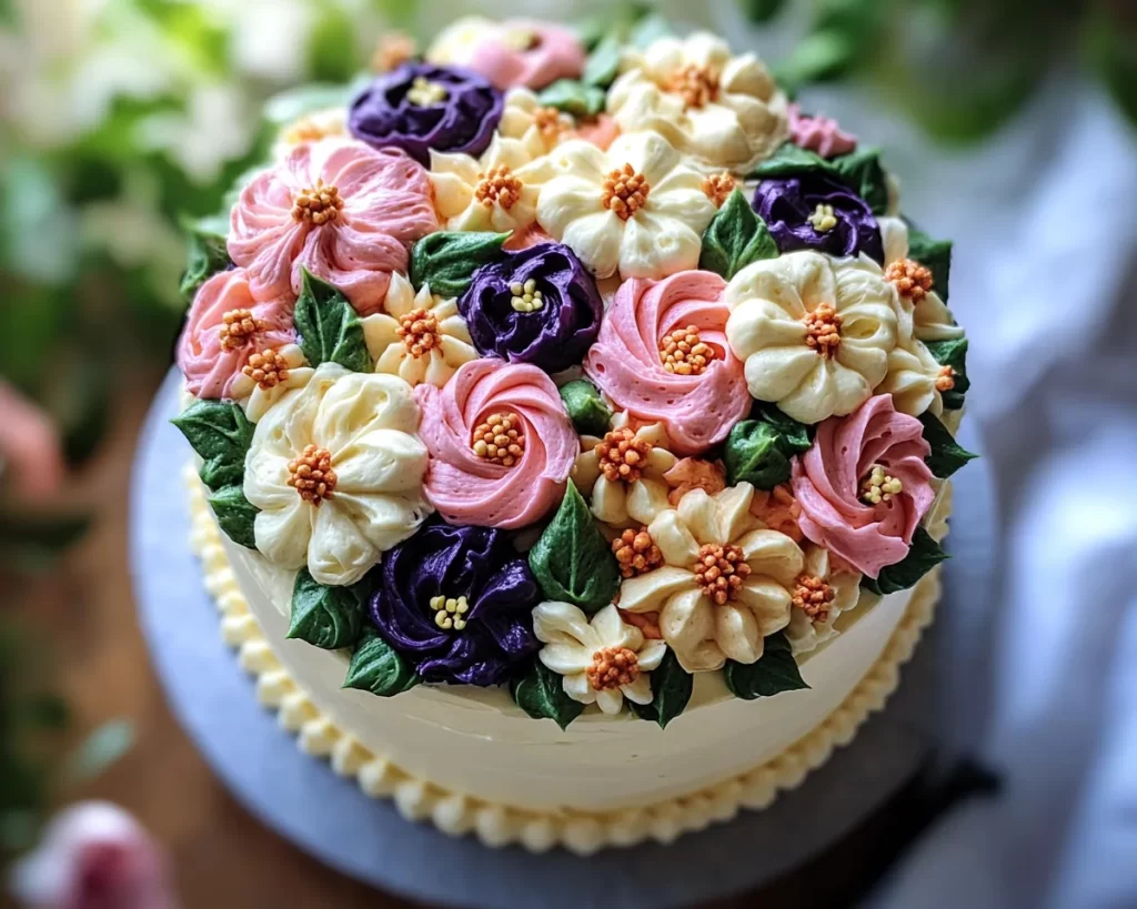 Spring Cake Designs: Simple Buttercream Flowers Cake – Welcome Home